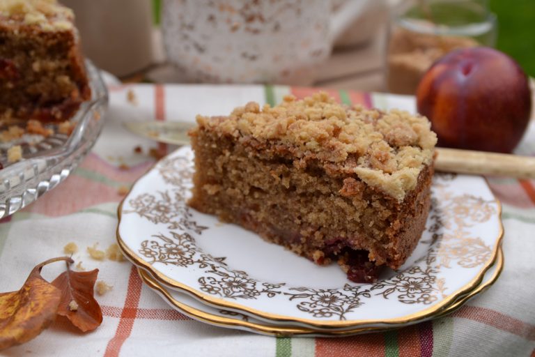 Spiced Plum Crumble Cake • Hollie Berries