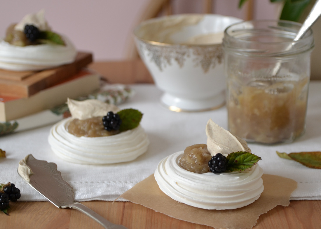 Apple and Cinnamon Cream Pavlovas • Hollie Berries