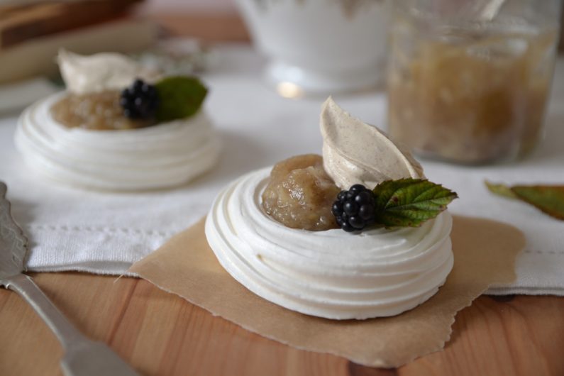Apple and Cinnamon Cream Pavlovas • Hollie Berries